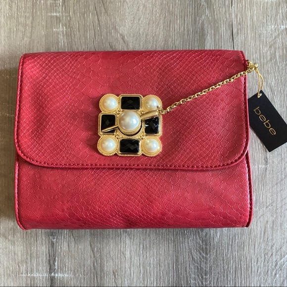 bebe | Bags | Bebe Marjie Crossbody Purse Clutch Red | Poshmark